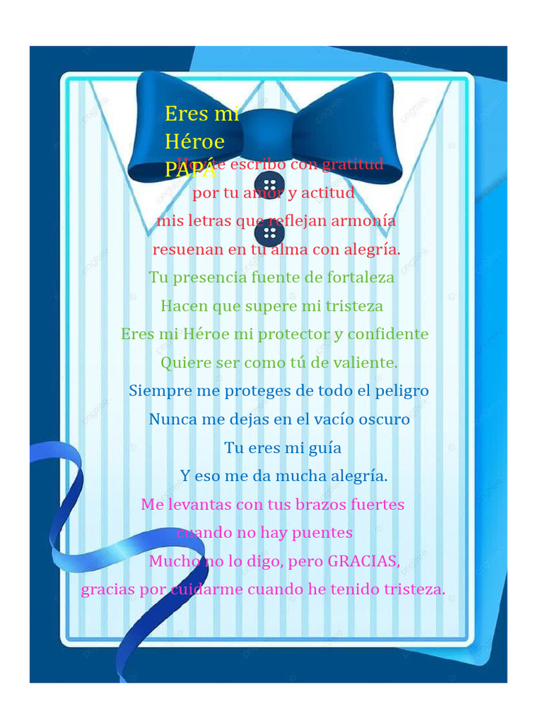 Poema A Papá - ERES MI HEROE PAPÁ | PDF