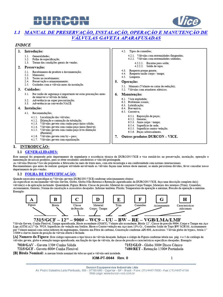 Iom PT 0044 Manual Iom Gaveta Aparafusada Efec50ab47 | PDF | Válvula ...