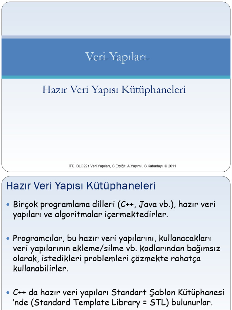 Ders_11 (Hazır Veri Yapısı Kütüphaneleri) | PDF