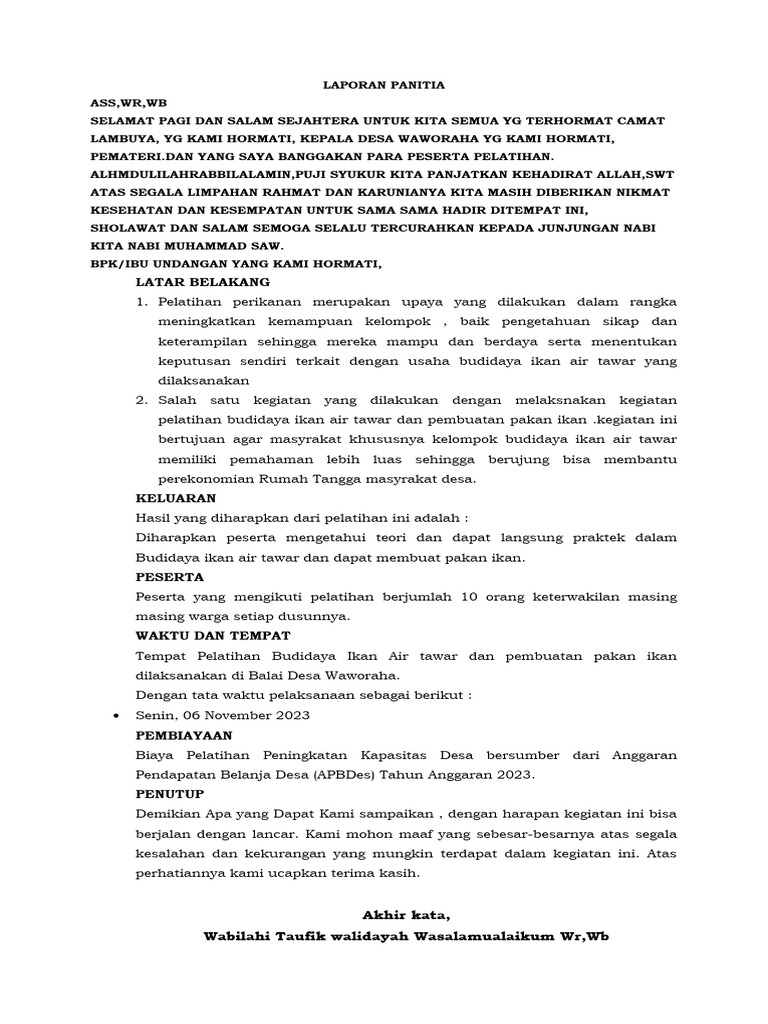 Laporan Ketua Panitia | PDF