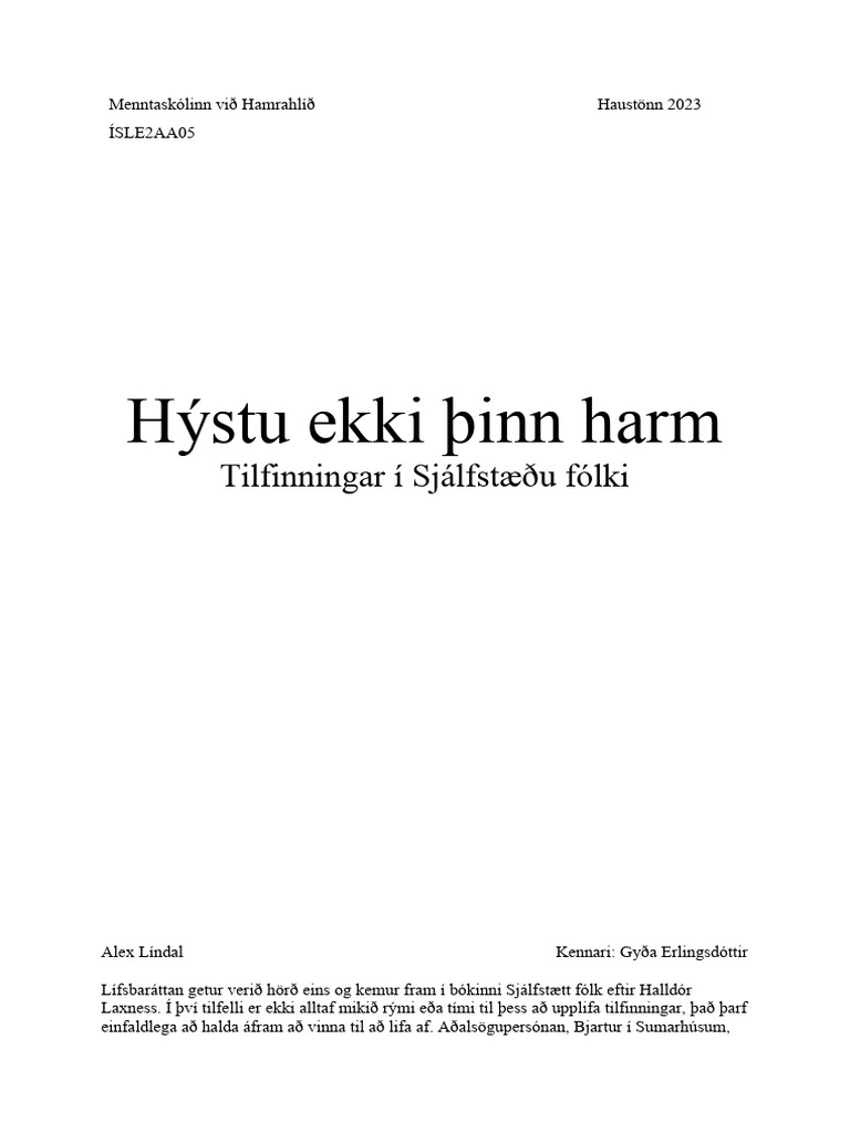 Sýnishorn Forsíða, Tilvitnanir, Heimildaskráning | PDF