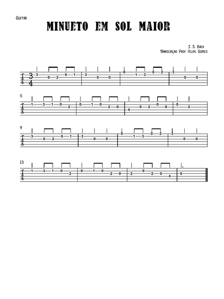 Minueto em SOL - Bach-1 | PDF