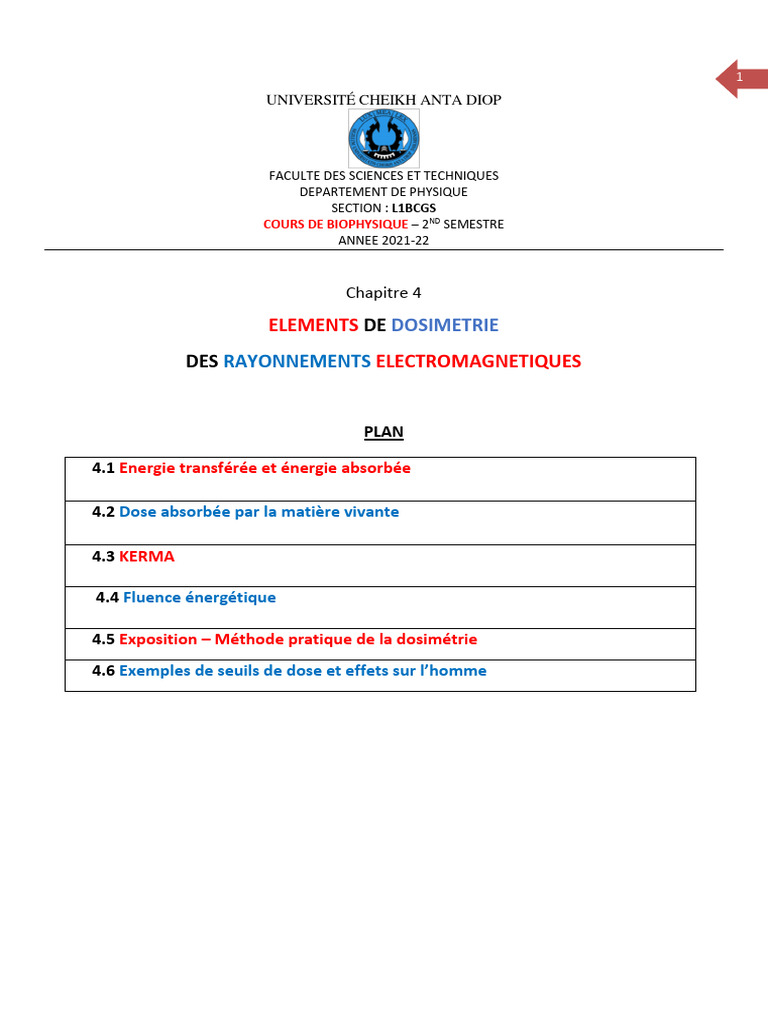 Dosimétrie des Rayonnements Électromagnétiques | PDF | Irradiation ...