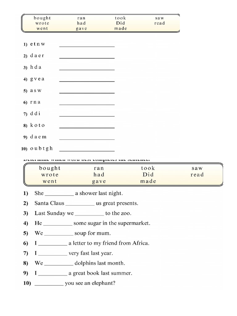 Irregular Verbs Gaps, Spelling, Anagram, Missing Letters fh3 | PDF