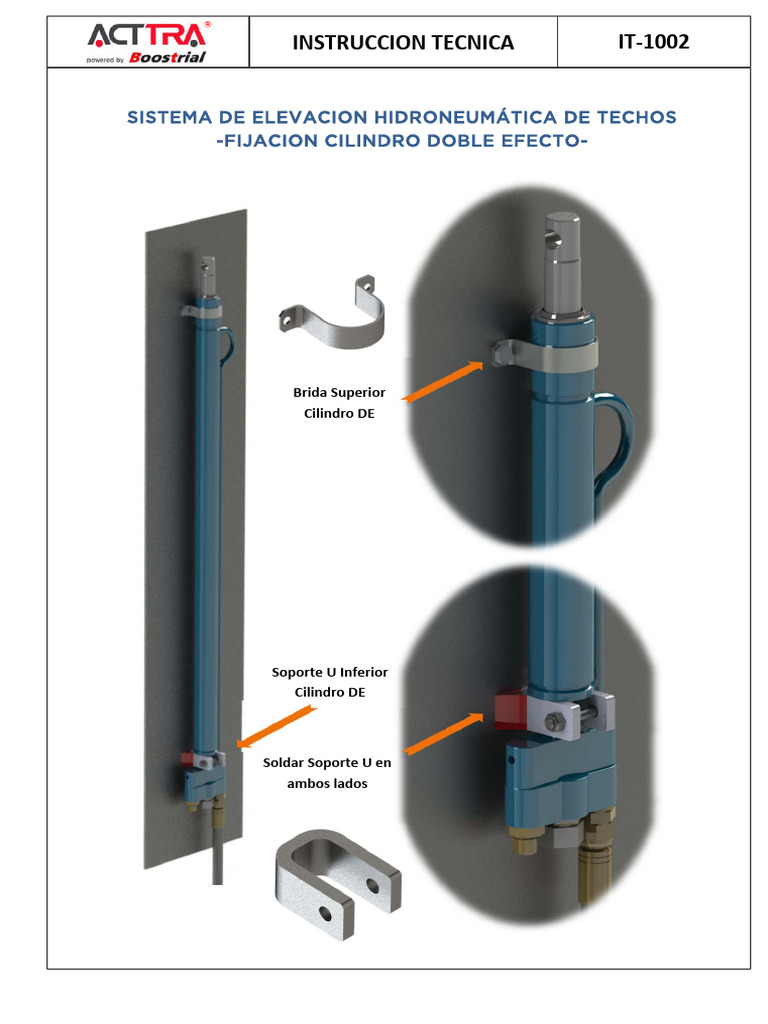 BOOSTRIAL Instructivo Fijación Cilindros Sistema Elevación HN Techo | PDF