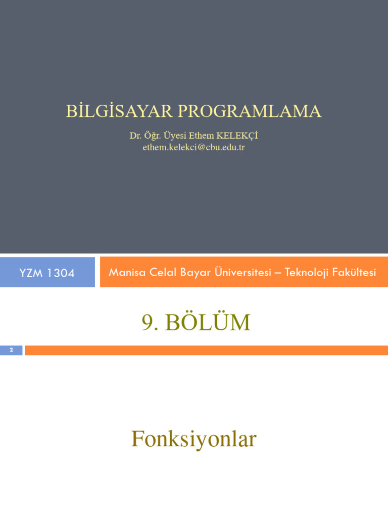 9. Bolum - Bilgisayar Programlama | PDF
