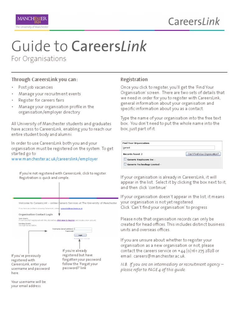 Guide To Careerslink: For Organisations | PDF | Password | Email Address