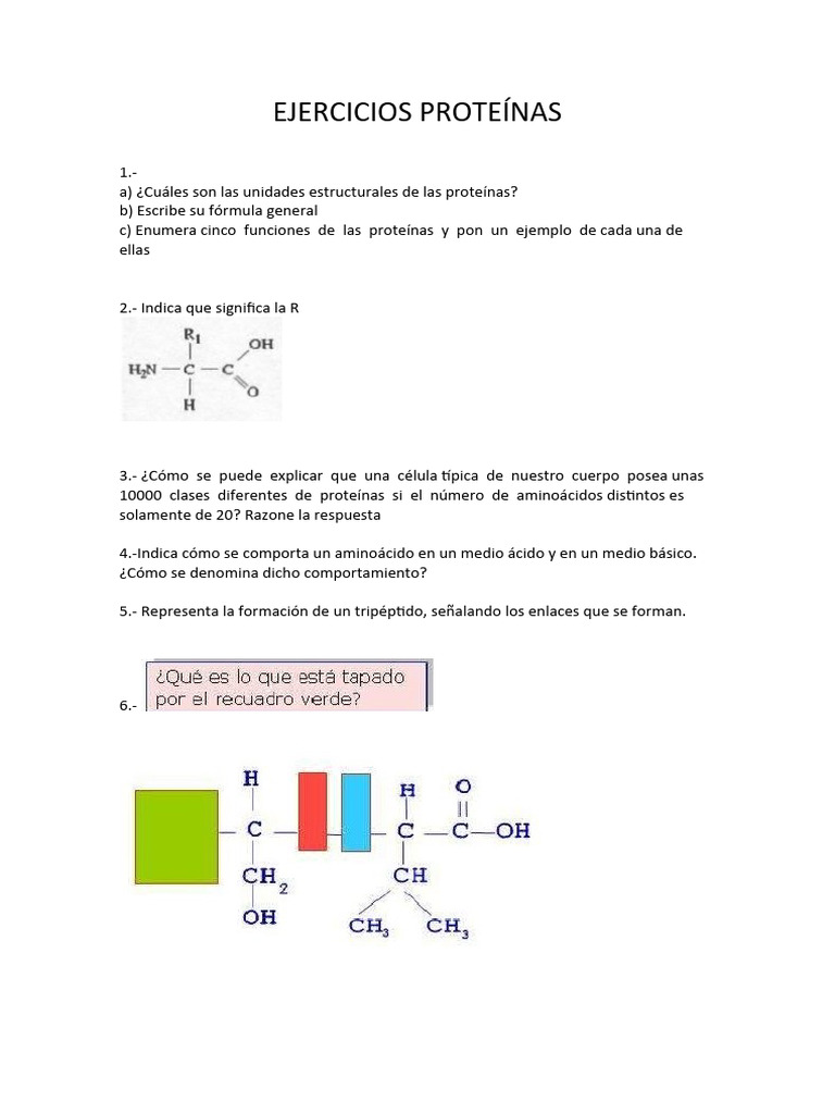 Ejercicios Proteínas | PDF