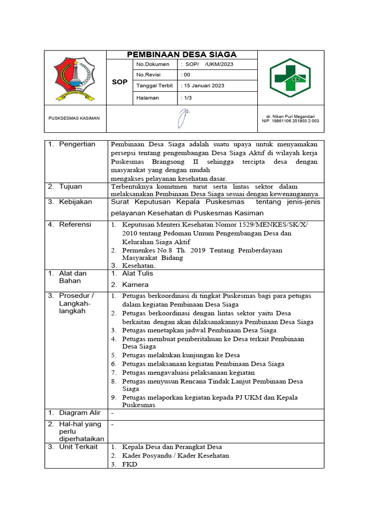 Sop Pembinaan Desa Siaga | PDF