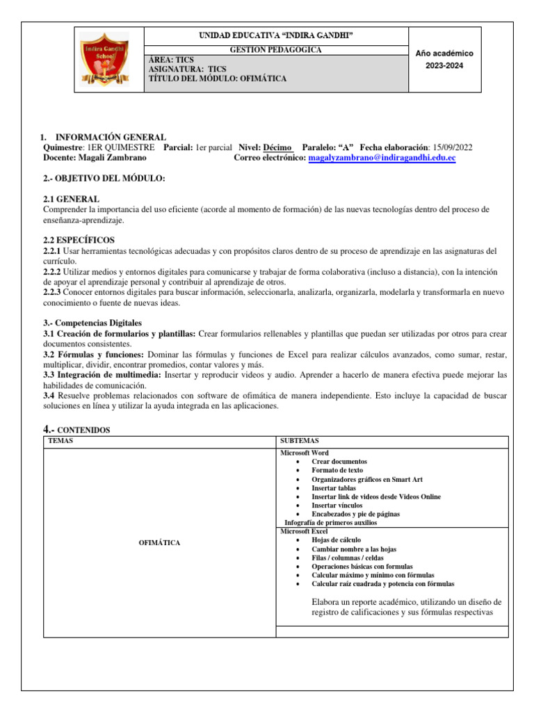 Modulo de Tics - Colegio 1mo | PDF