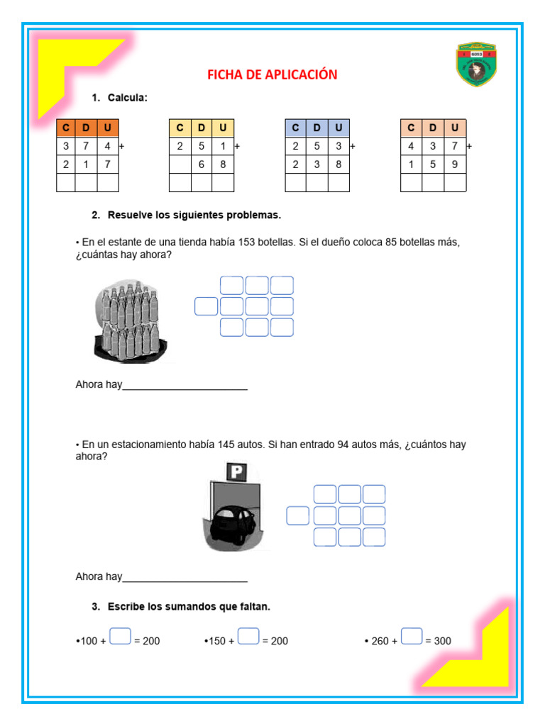 FICHA DE MATEMÁTICA RESOLVEMOS PROBLEMAS DE ADICIÓN CON CANJE 25-05-23 ...
