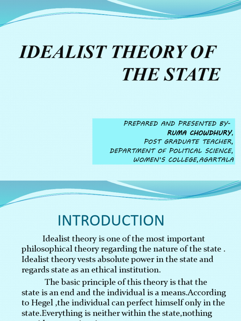 PLSH 1st Sem-IDEALIST THEORY OF STATE | PDF