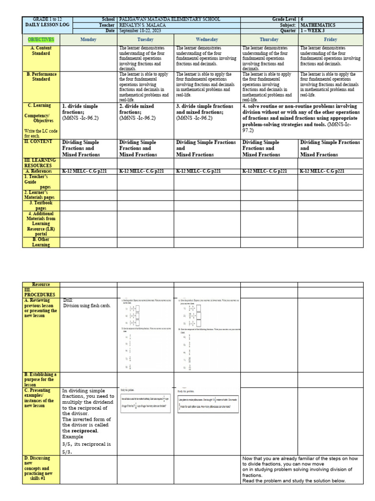 DLL Math 6 Q1 Week 3 | PDF