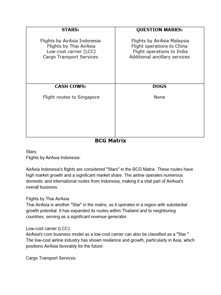 BCG Matrix | PDF | Airlines | Low Cost Carrier