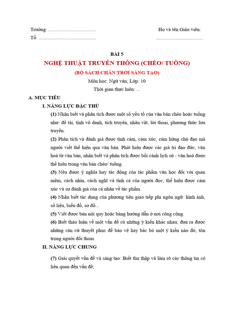 (Nhóm 1) M C Tiêu KHBD - CTST - L P 10 - Bài 5 | PDF