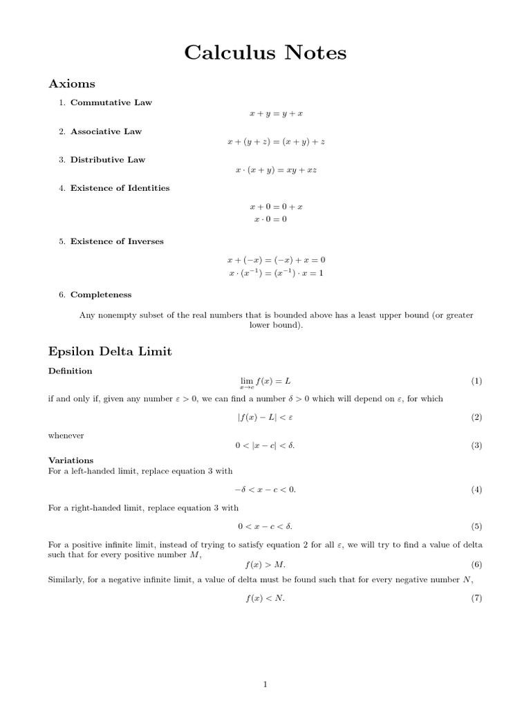 Calculus Notes | PDF | Abstract Algebra | Logic