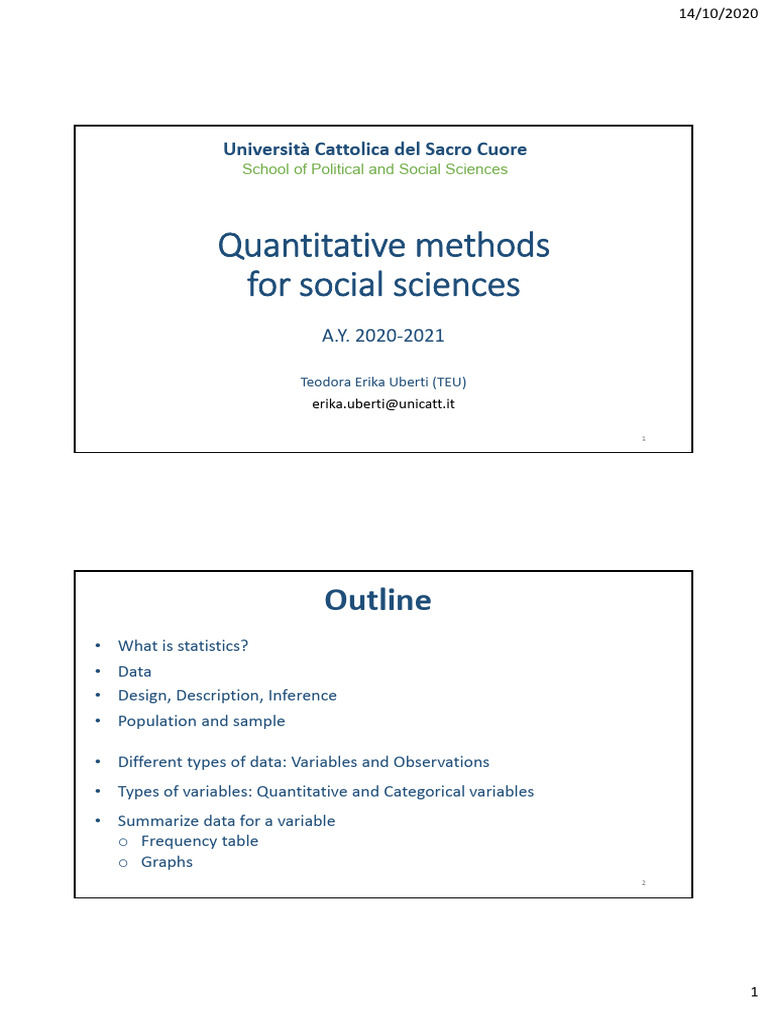 Quantitative Methods for Social Sciences | PDF