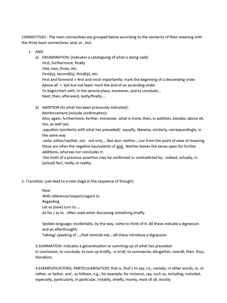 Connectives MORE | PDF | Linguistics | Grammar