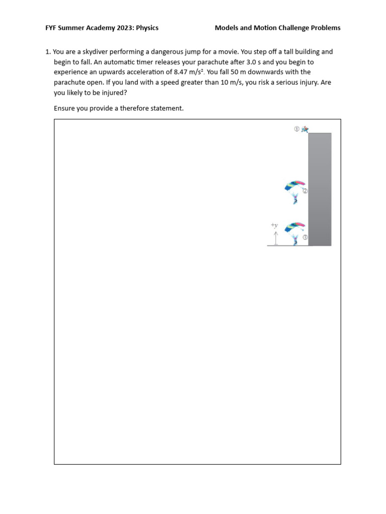 Models and Motion Challenge Probems | PDF | Sports & Recreation | Science & Mathematics