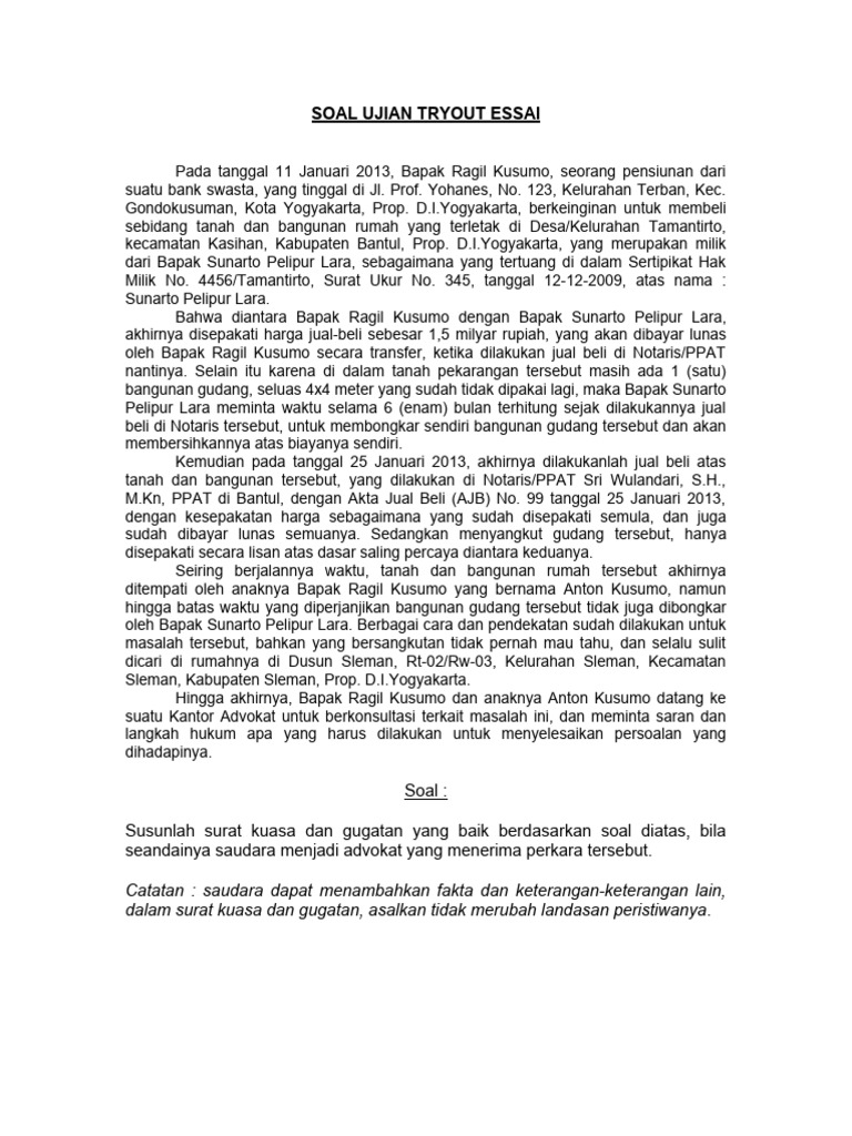 SOAL ESSAY RGL | PDF