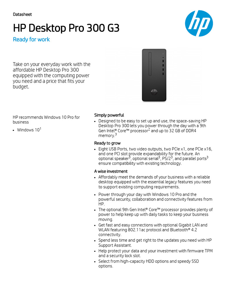 HP Desktop Pro 300 G3 | PDF | Games & Activities