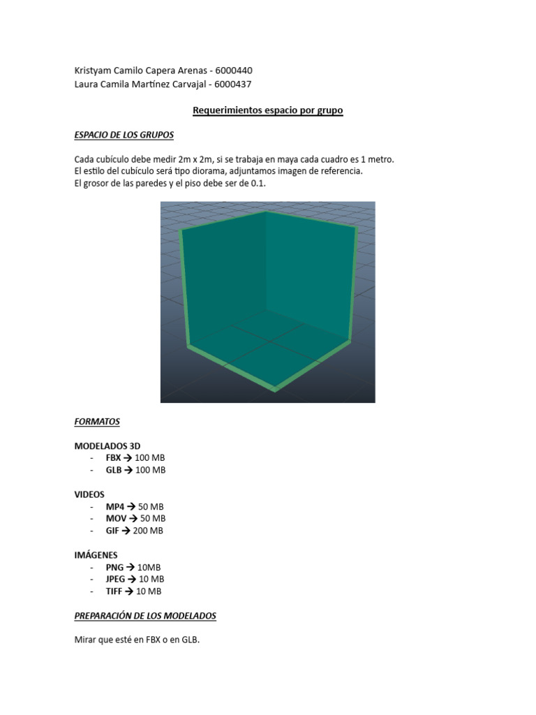 Requerimientos Espacio - Diorama | PDF