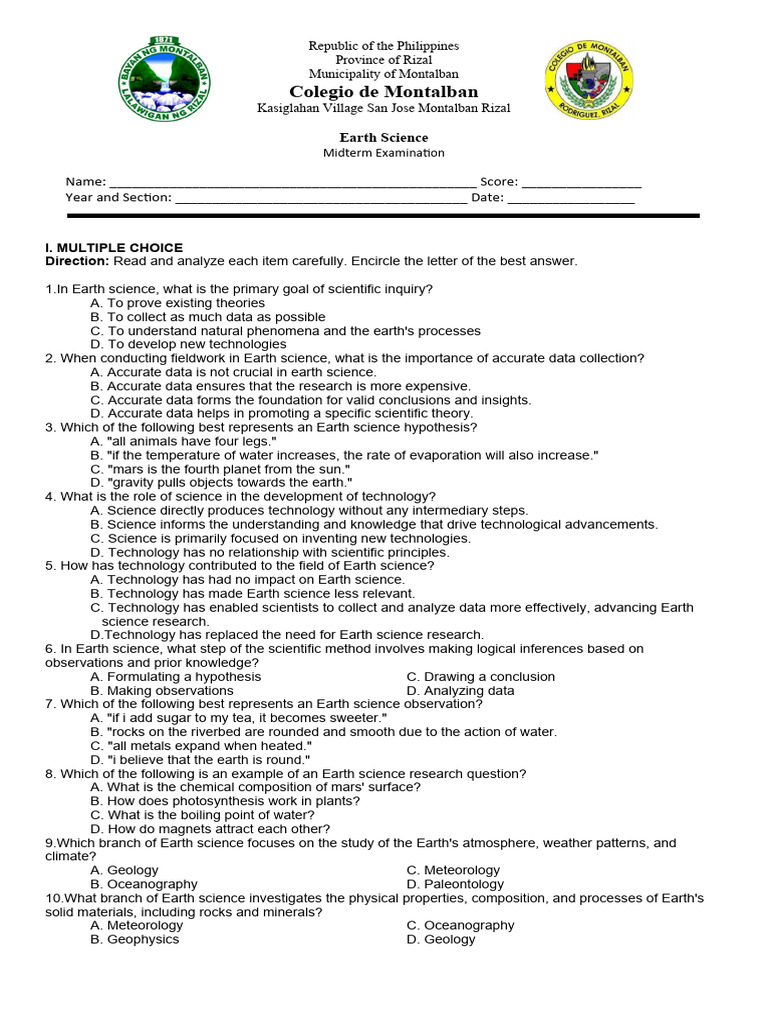 Earth Sci-Midterm-2 | PDF | Science & Mathematics