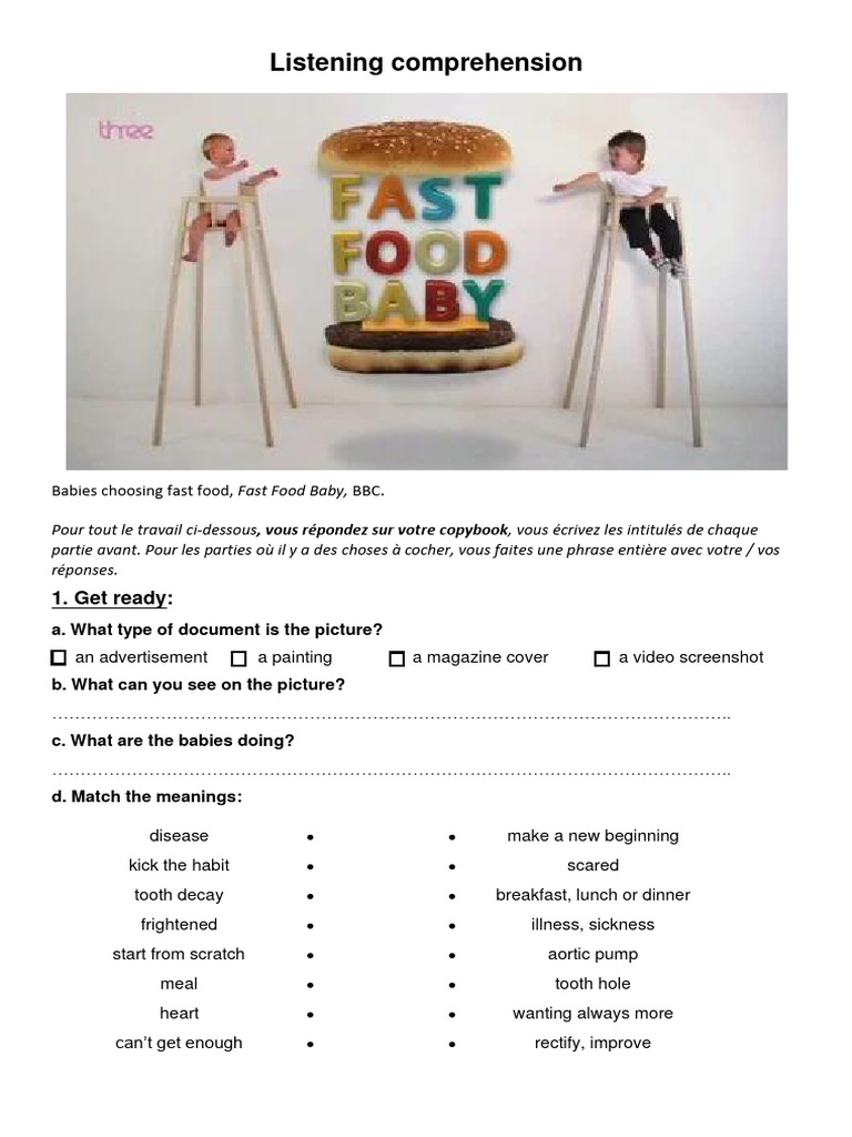 Fast+Food+Babies Listening+Comprehension | PDF