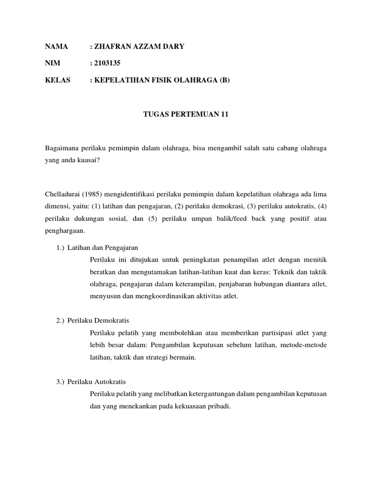 Perilaku Pemimpin dalam Olahraga | PDF