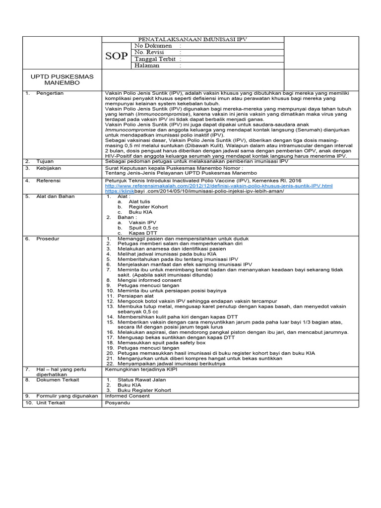 Penatalaksanaan Imunisasi IPV | PDF