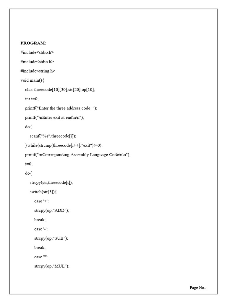 3 Address To Assembly Language | PDF