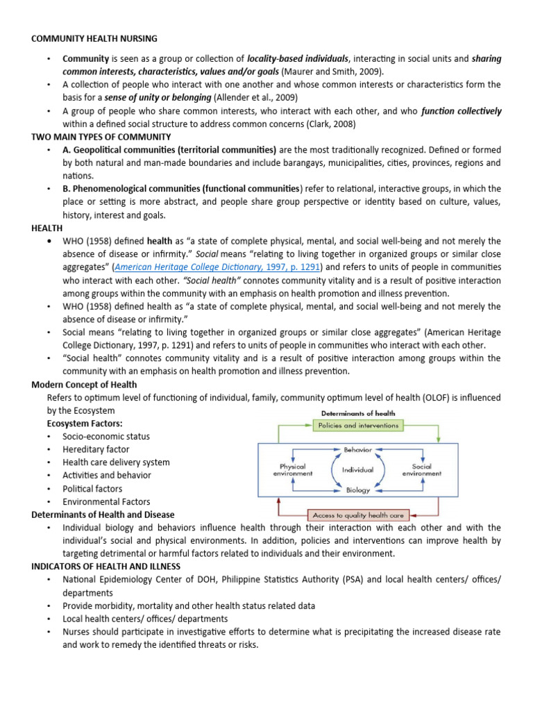 Community-Health-Nursing Reviewer | PDF | Nursing | Health Care