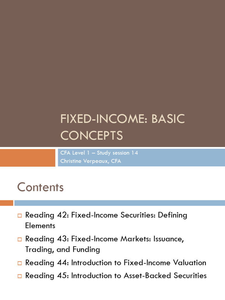 CFA Level1 - Fixed Income - SS14 v2021 | PDF | Bonds (Finance) | Securitization
