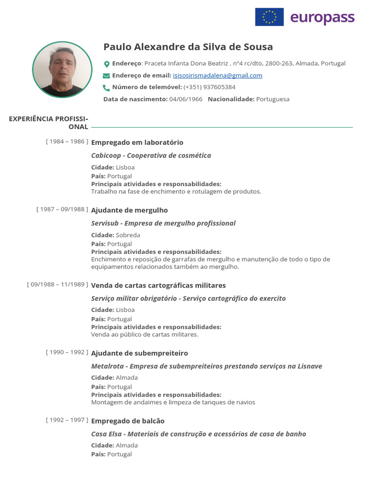 CV - Paulo Alexandre Da Silva de Sousa | PDF | Portugal