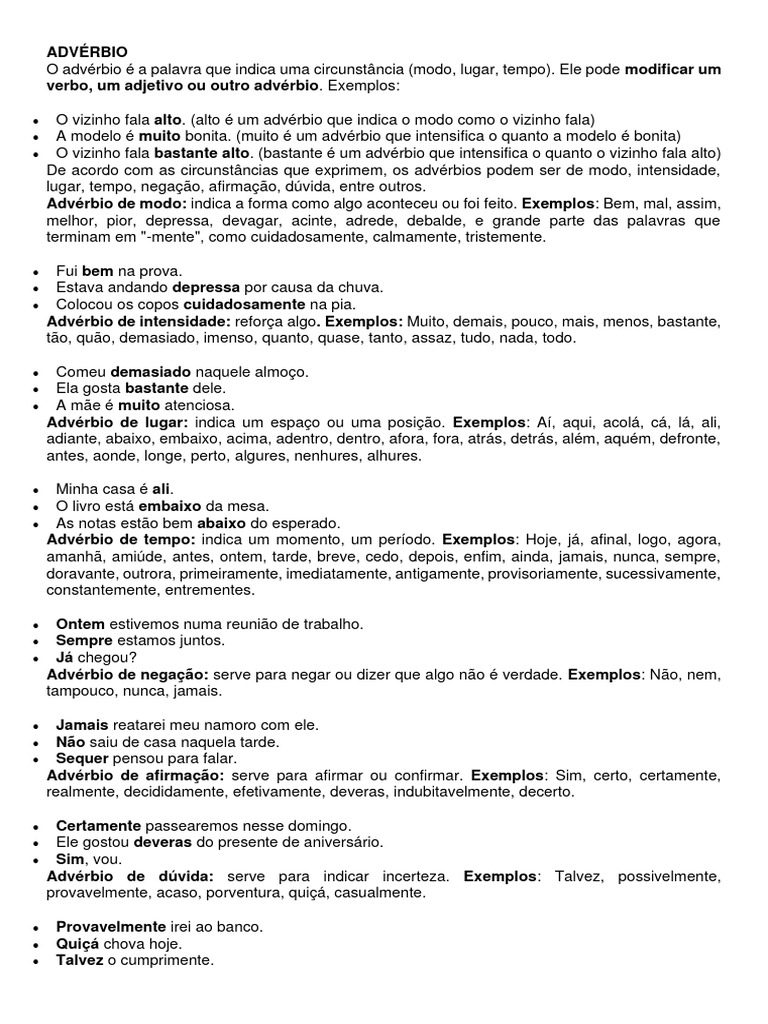 Adverbios | PDF | Advérbio | Gramática