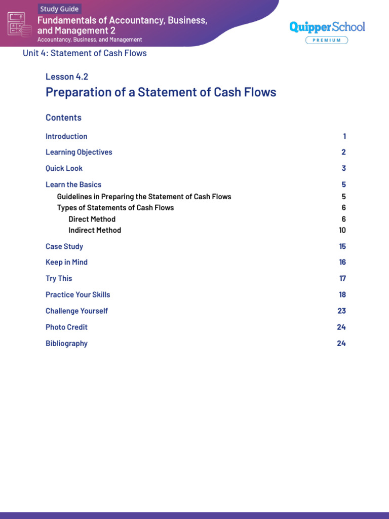 Preparation of A Statement of Cash Flows: Lesson 4.2 | PDF | Cash Flow ...