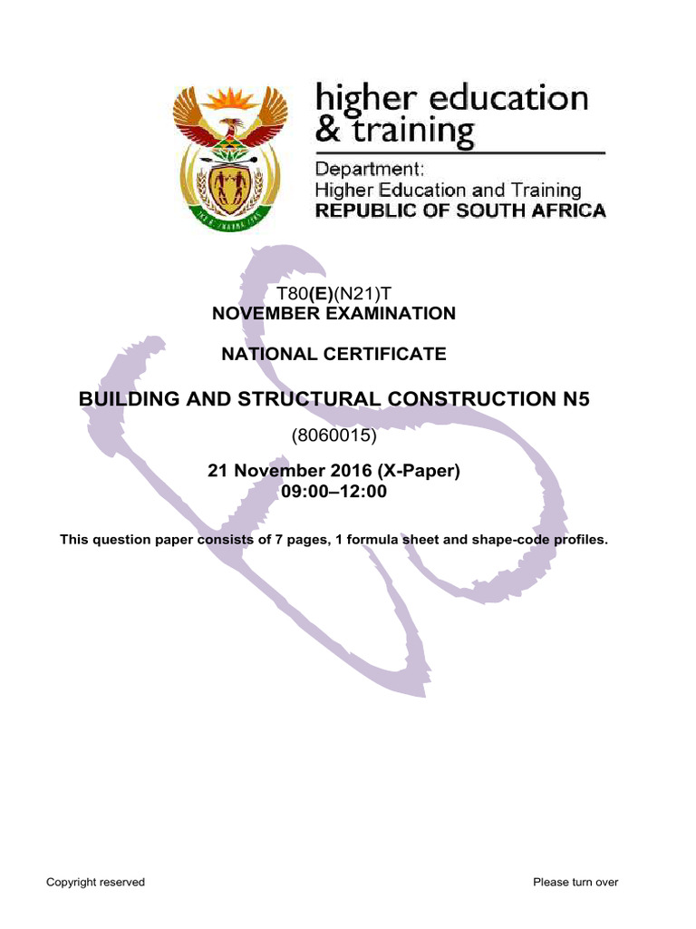 N5 Building and Structural Construction November 2016 | PDF