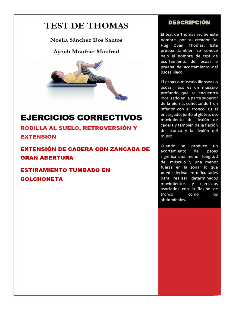 Test de Thomas | PDF | Rodilla | Dolor lumbar
