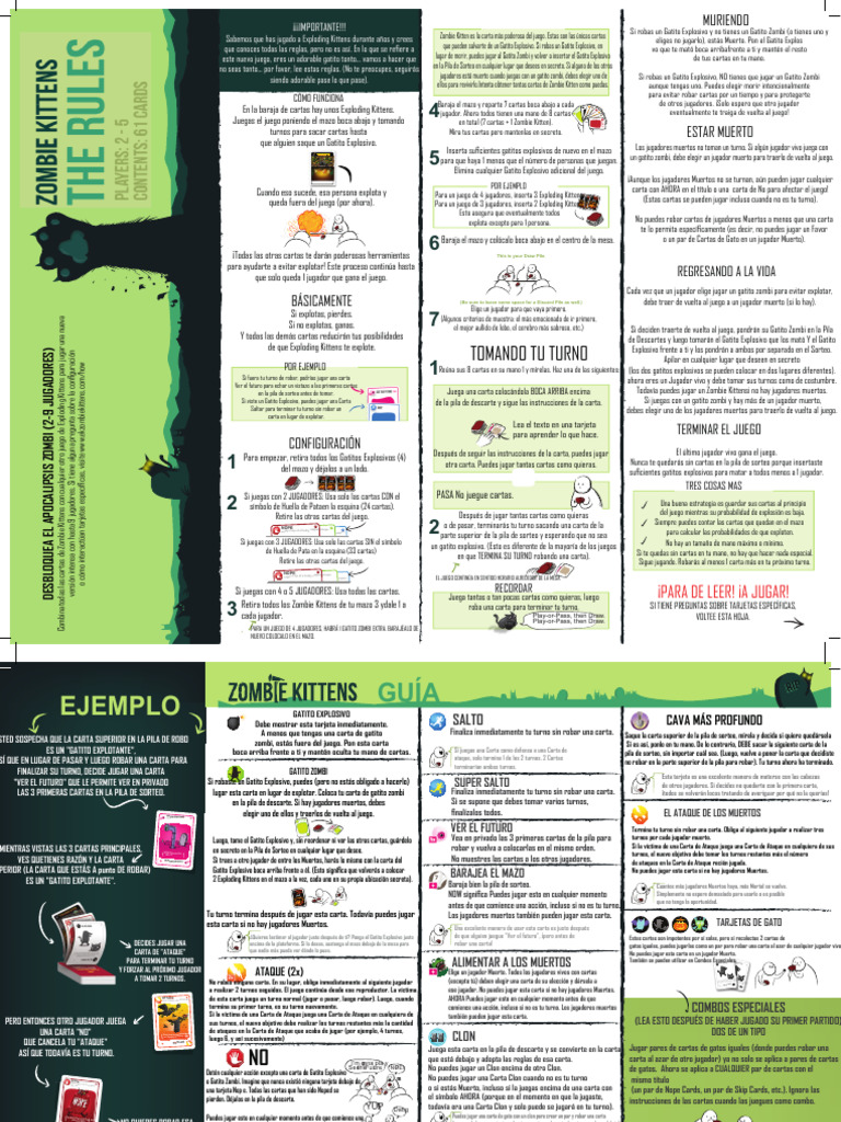 Reglas Zombie Kittens | PDF