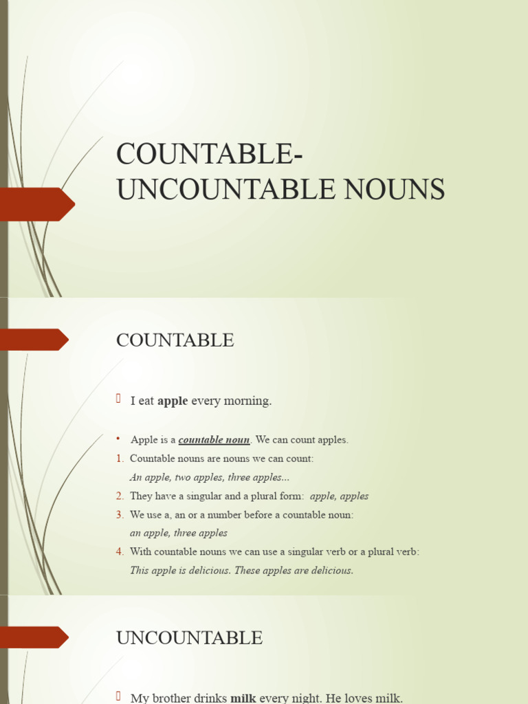Countable and Uncountable Nouns Guide | PDF | Noun | Grammatical Number