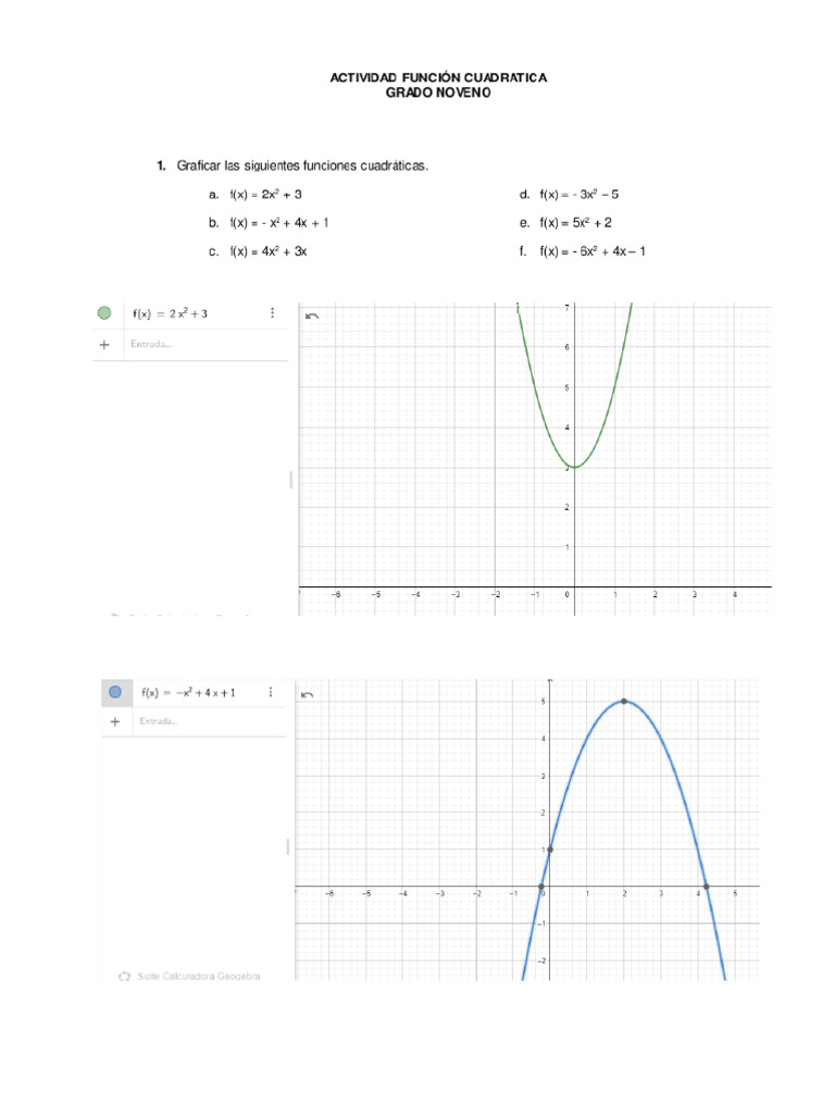Funcion Cuadratica | PDF | Métodos y materiales de enseñanza
