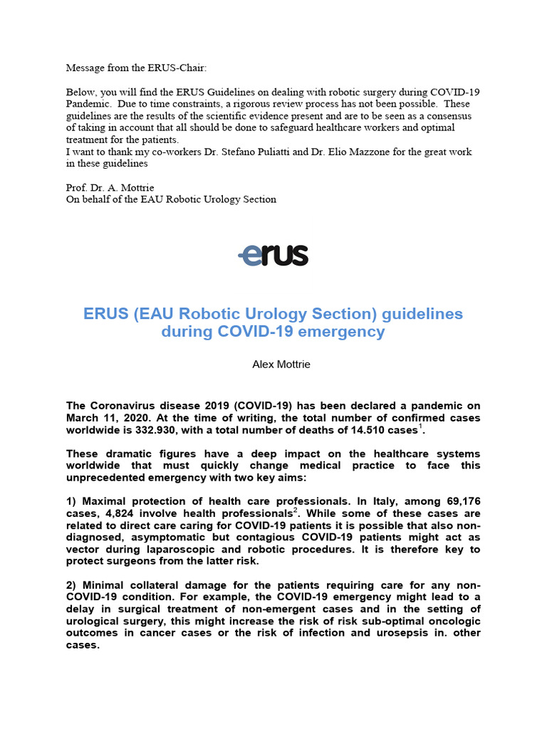 ERUS Guidelines For COVID Def | PDF