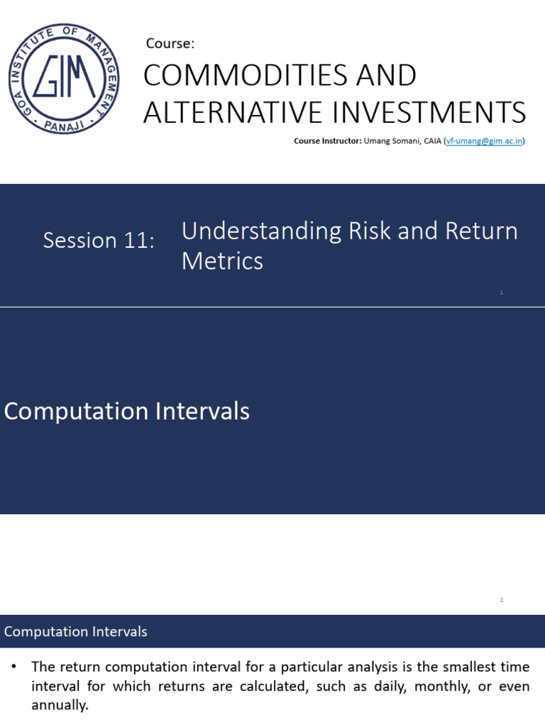 Commodities and Alternative Investments - Session 11 - Slides | PDF | Internal Rate Of Return ...