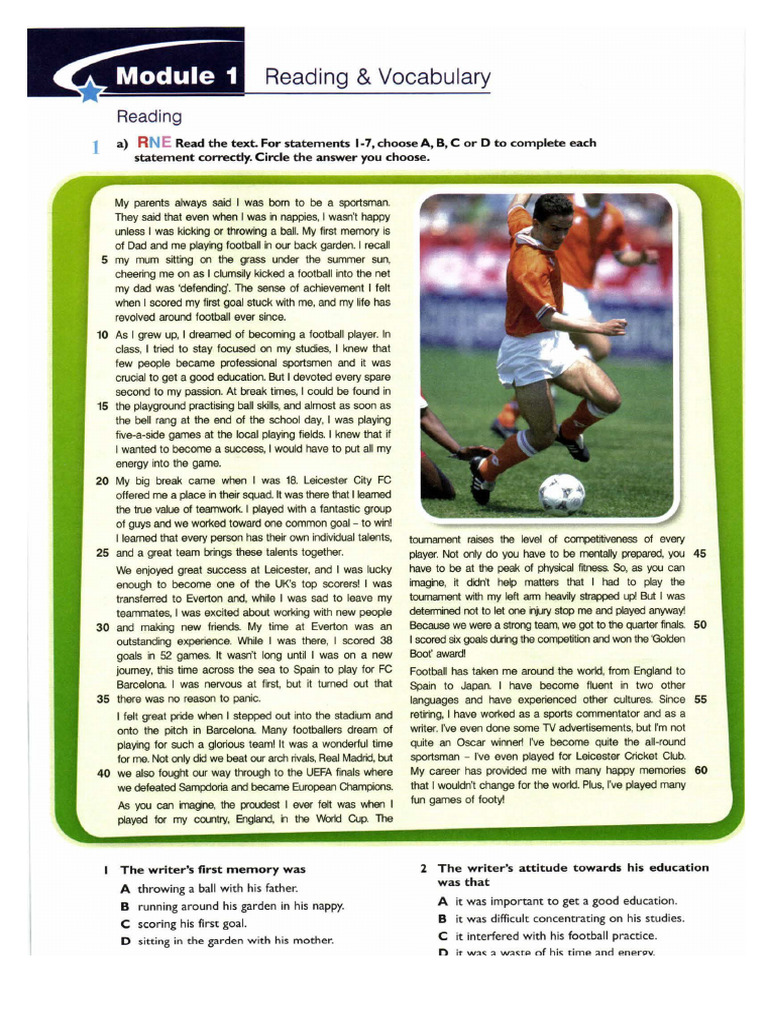 How I Became a Football Player_Reading MCQ (3) | PDF