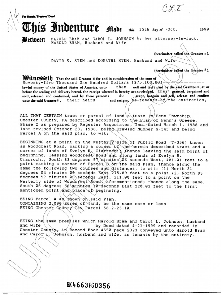 Bram and Johnson Then Stem Deed | PDF