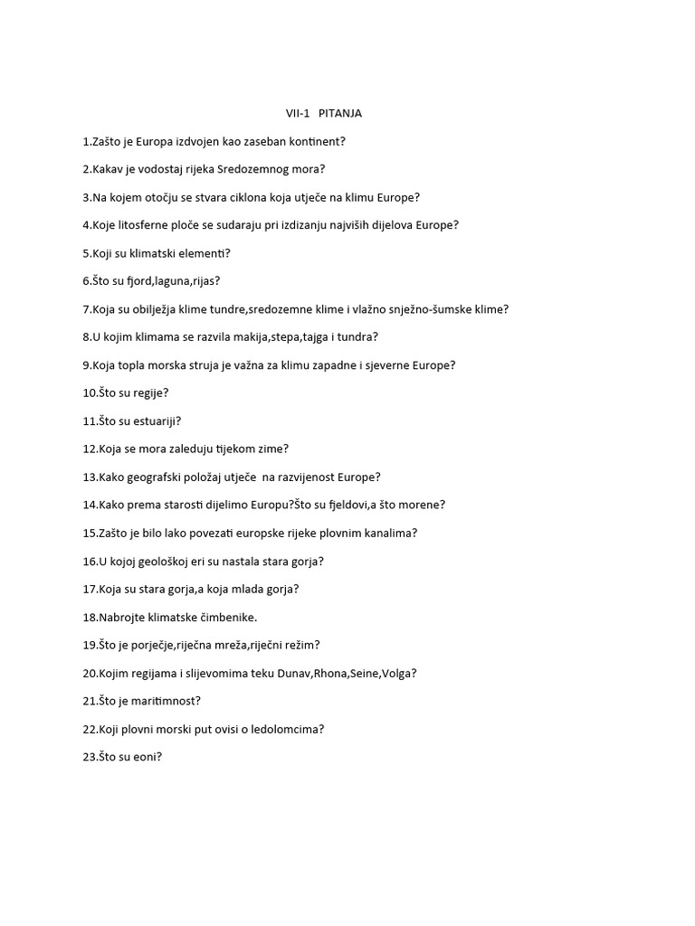 Vii-1 Pitanja | PDF