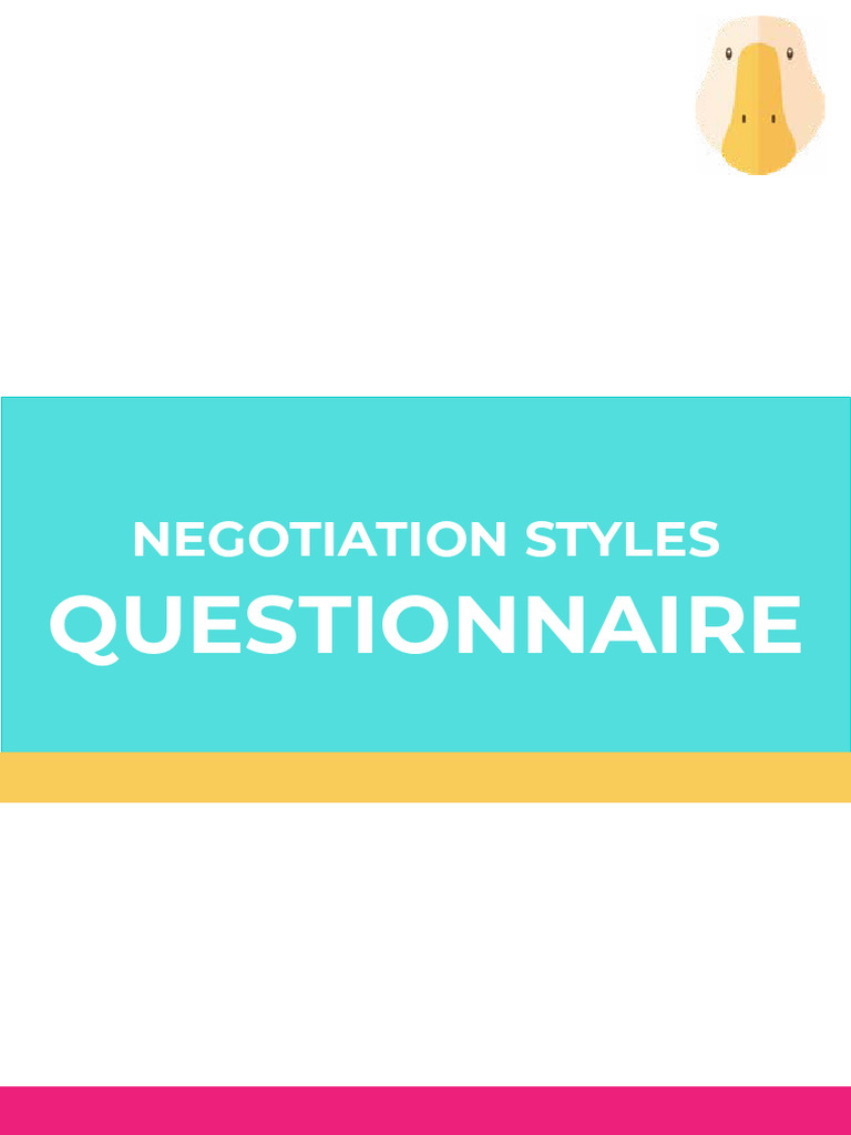Negotiation Styles Questionnaire | PDF | Negotiation | Copyright ...