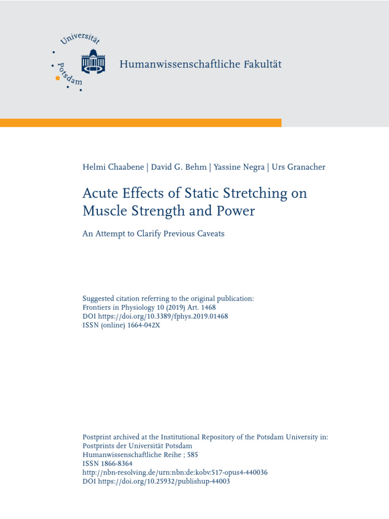 Acute Effects of Static Stretching On Muscle Stren | PDF