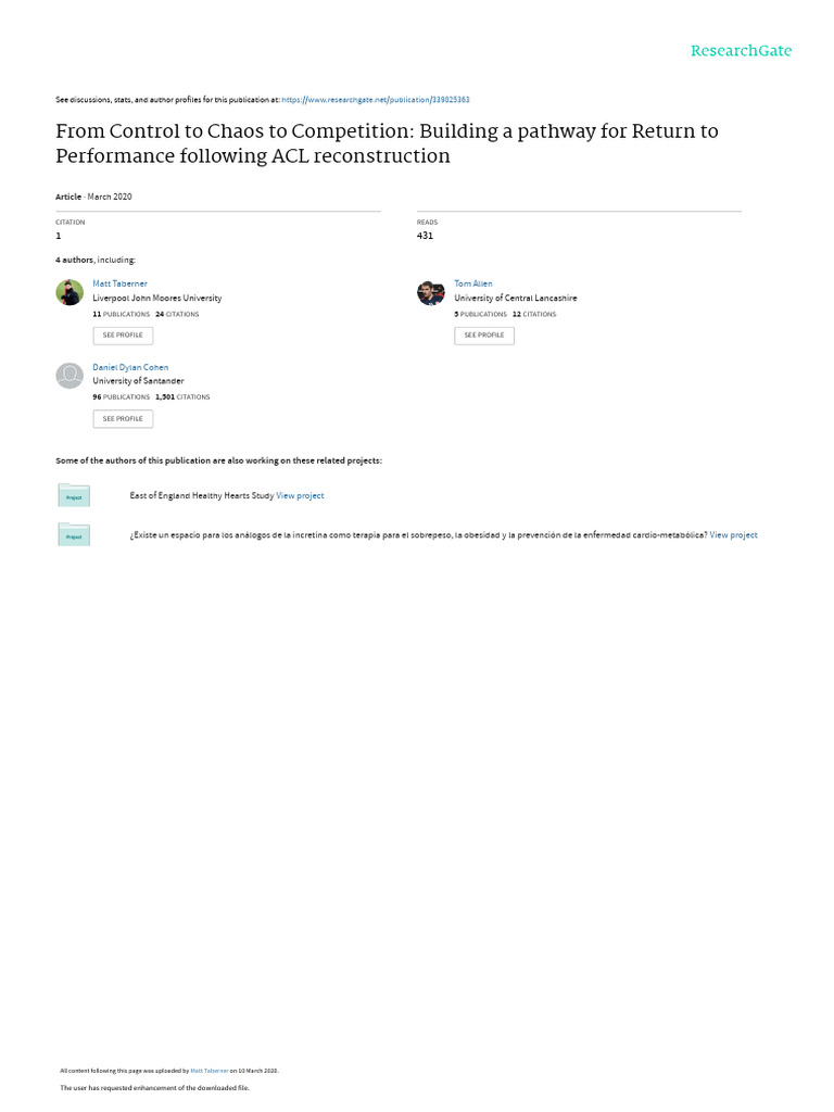 From Control To Chaos To Competition: Building A Pathway For Return To ...