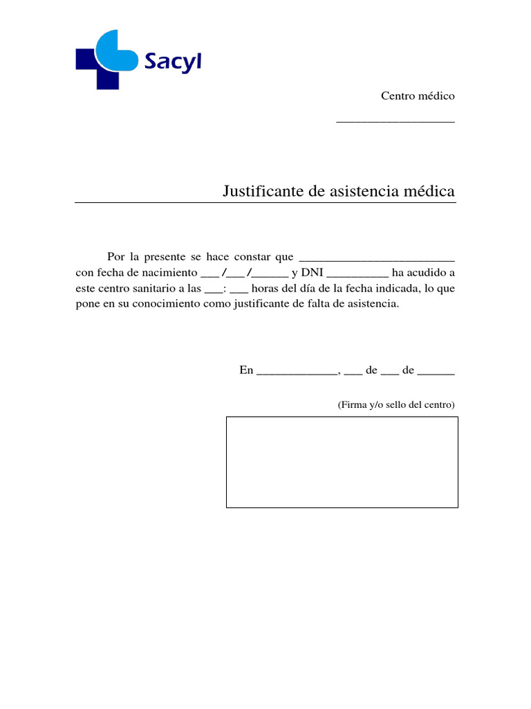 Plantilla Justificante Medico Sacyl | PDF